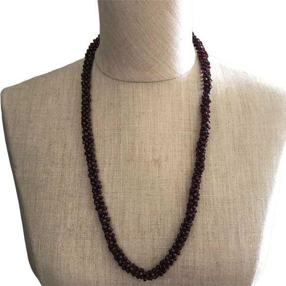 unknown | Jewelry | Vintage Endless Rope Garnet Woven Necklace | Poshmark